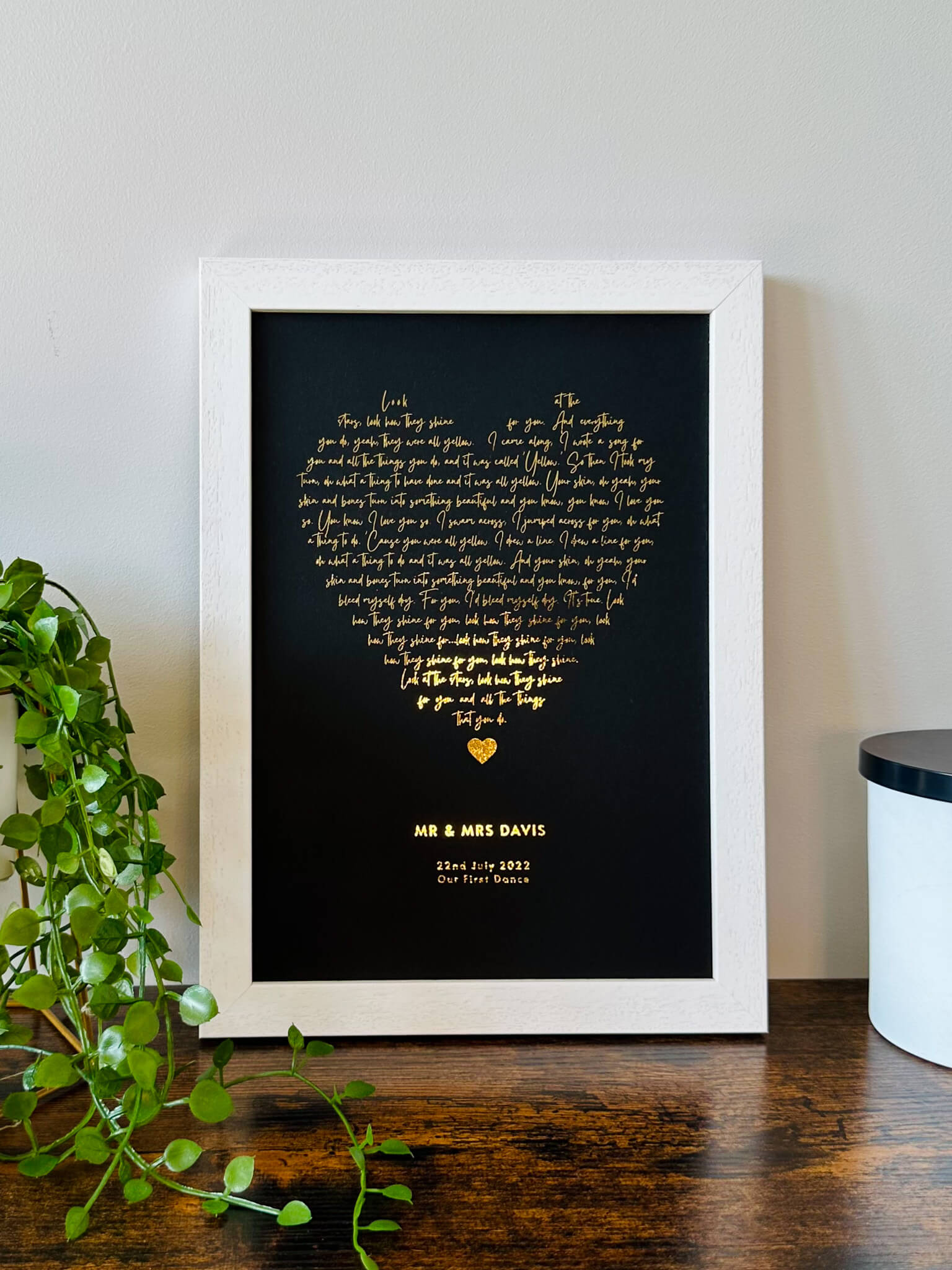 Heart Shape Song Lyrics | Custom Metallic Foil Print – More Than Foil